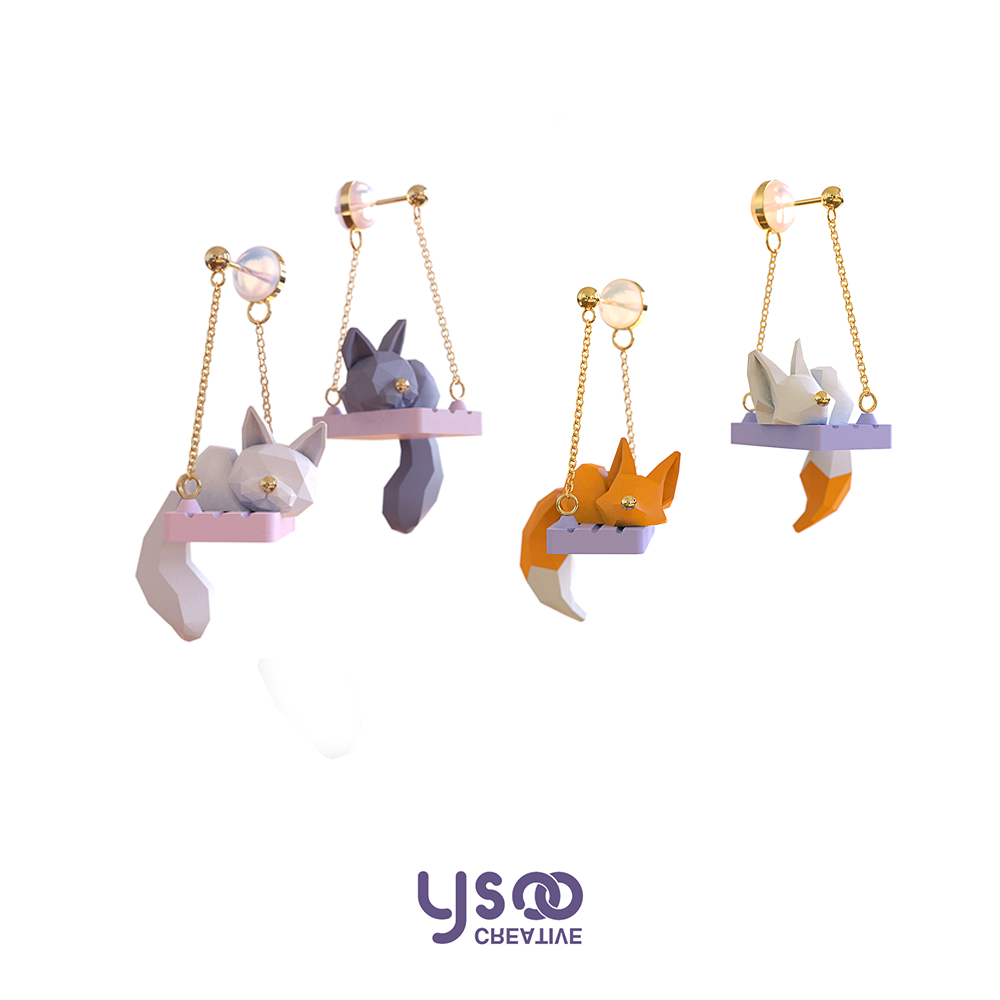 Swing Fox Cat Earrings